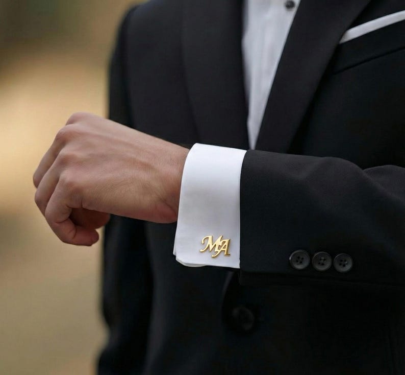 Personalized Gold Initial Cufflinks – Elegant Wedding Gift Groom ...