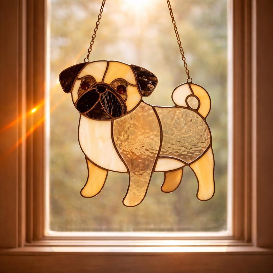 Fawn Pug Stained Glass Suncatcher Pattern, Beginner DIY (PDF Download ...
