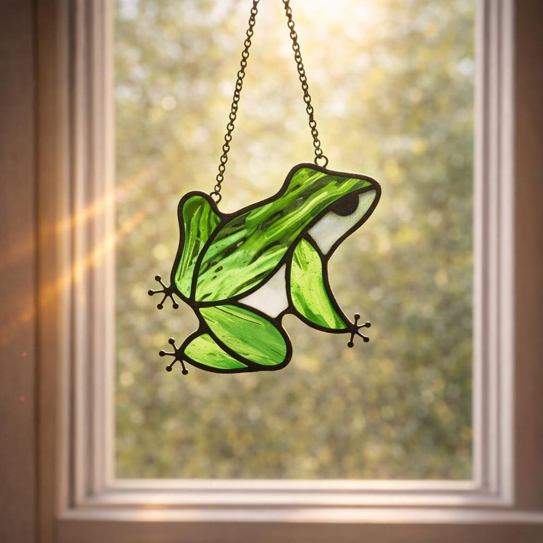 Green Frog Stained Glass Pattern PDF Amphibian Suncatcher DIY Digital ...