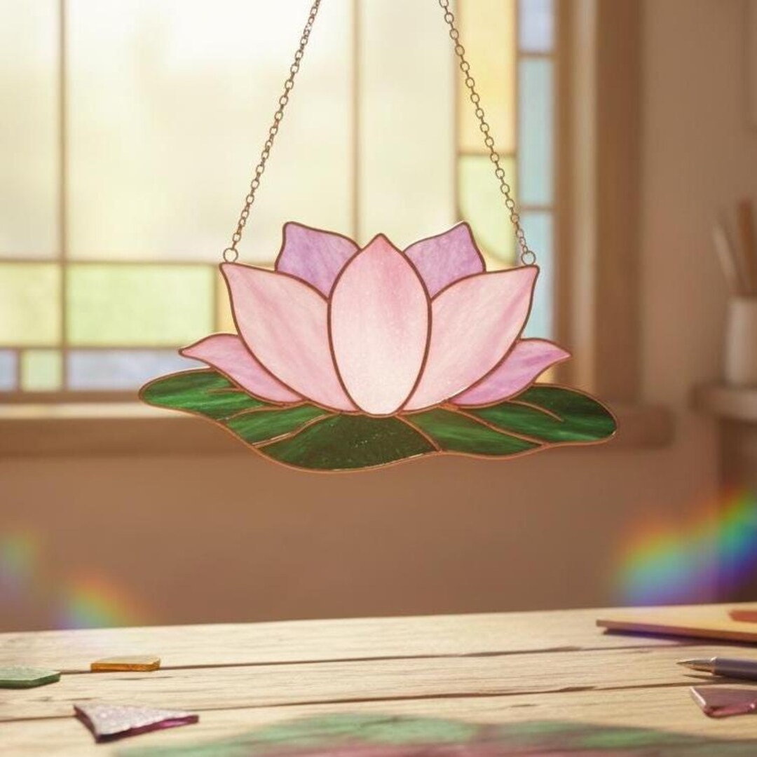 Lotus Flower Stained Glass Pattern| Zen Floral Suncatcher Design | DIY ...