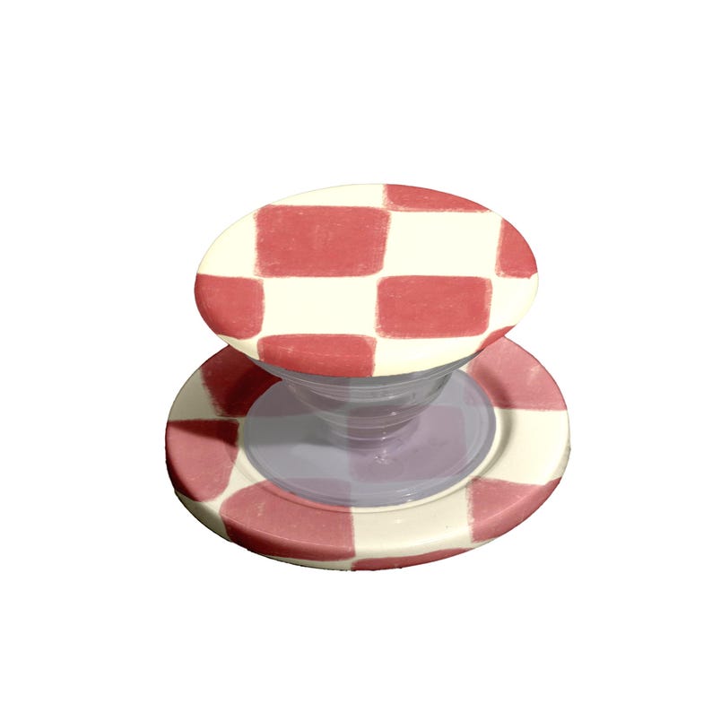 Retro Checkerboard Phone Case, Hand Painted Red Check Pattern ...