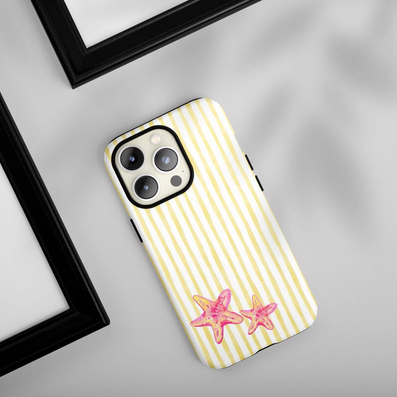 Yellow & White Striped Starfish Phone Case - Summer Beach Cover ...