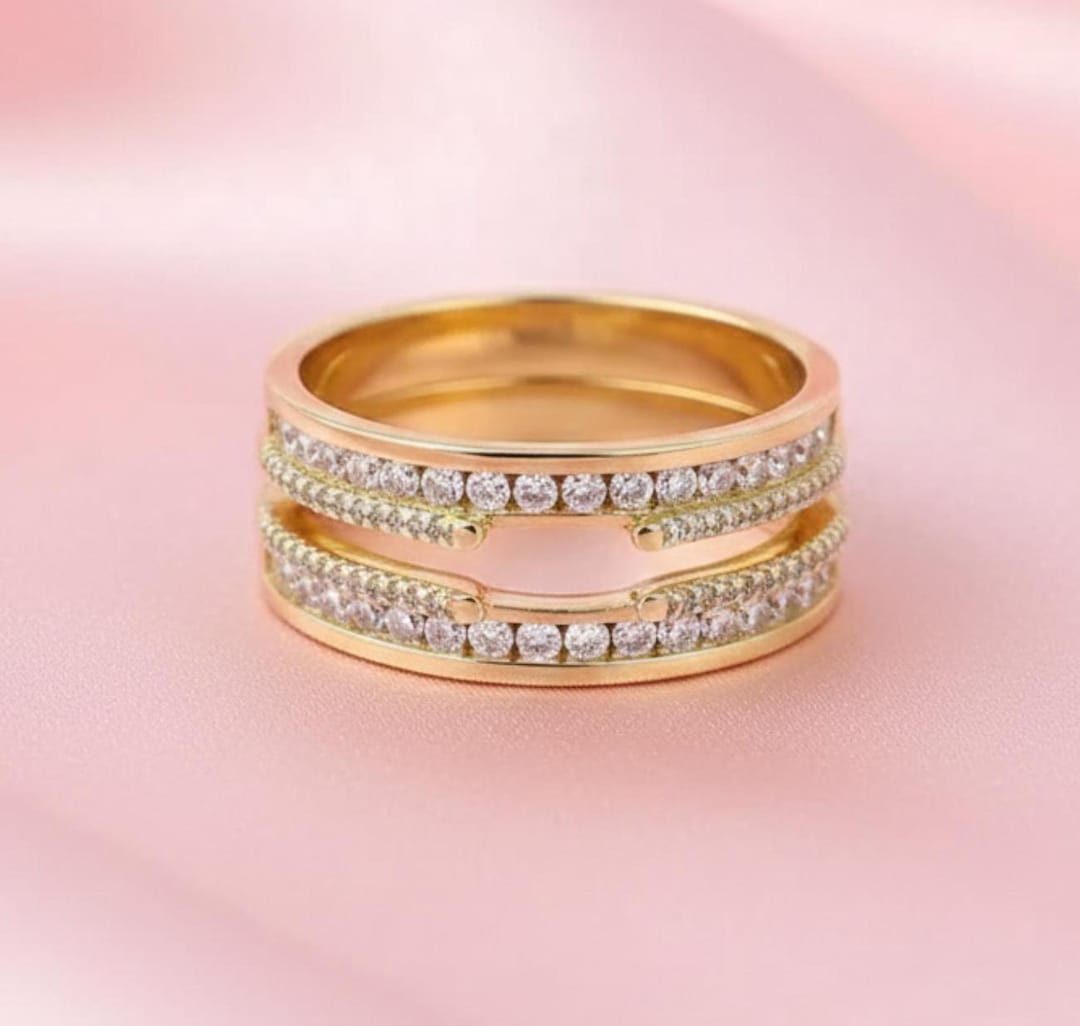925 Silver Moissanite Ring Enhancer Jacket Stackable Ring - Etsy