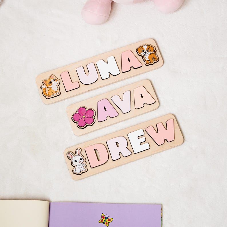 Animal & Vehicle Name Puzzle With Pegs – Personalized Wooden Toy – Kids ...