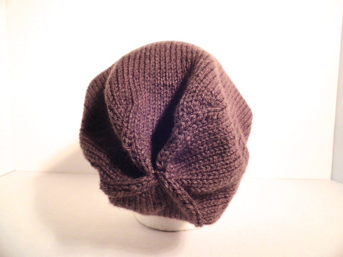 Hand Knitted Brown Warm Wool Winter Cozy Slouch Hat - Etsy