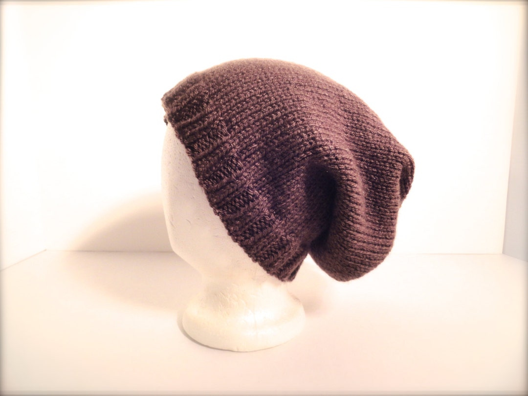 Hand Knitted Brown Warm Wool Winter Cozy Slouch Hat - Etsy
