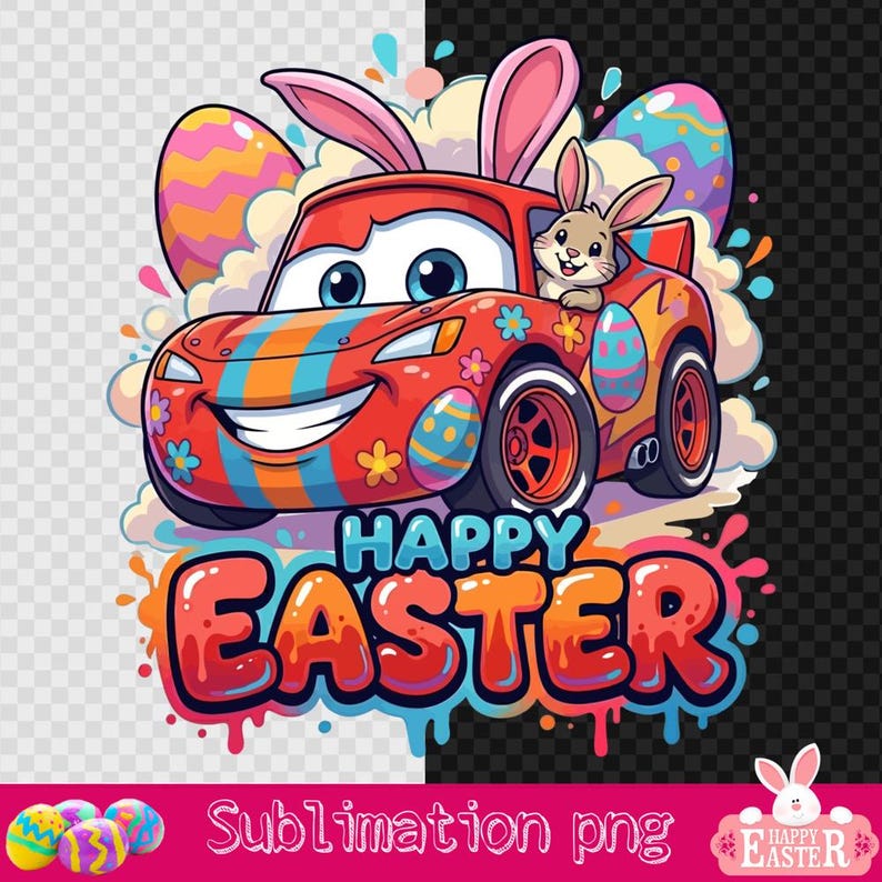 Happy Easter Lightning Mcqueen PNG | Disney Cars Easter Sublimation ...