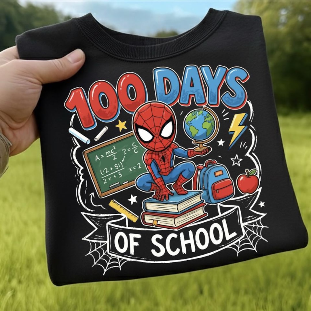 Spiderman 100 Days of School PNG | Superhero 100th Day Sublimation ...