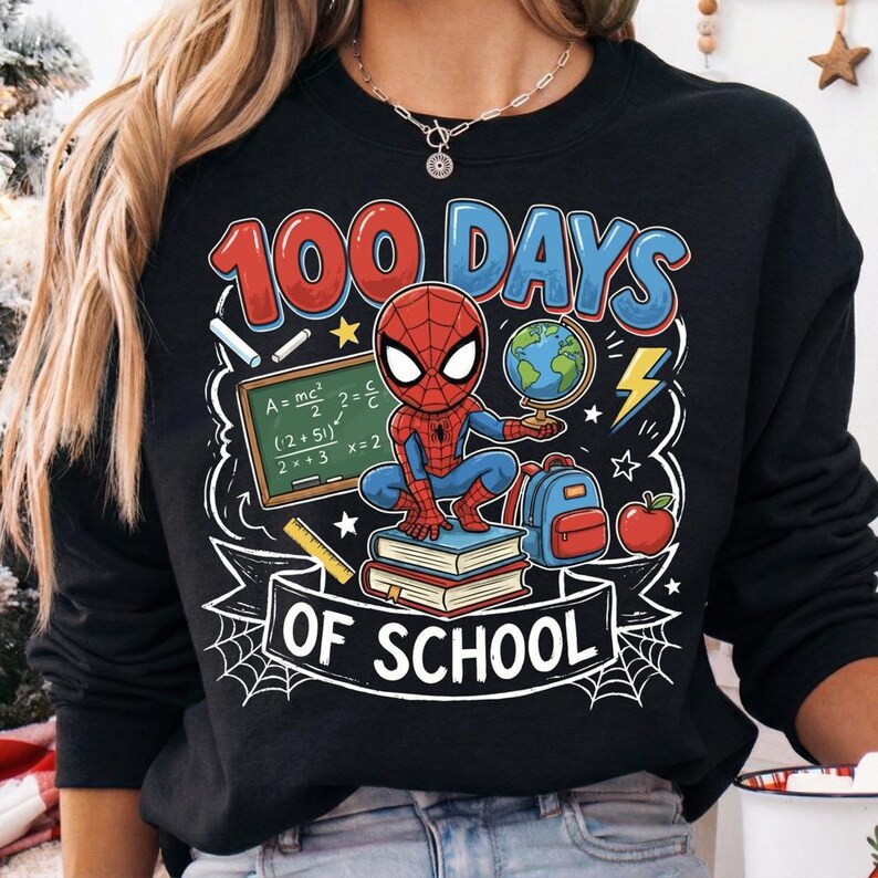 Spiderman 100 Days of School PNG | Superhero 100th Day Sublimation ...