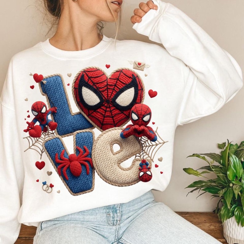 Spiderman Valentine PNG | Crochet LOVE Sublimation | Spidey Heart ...