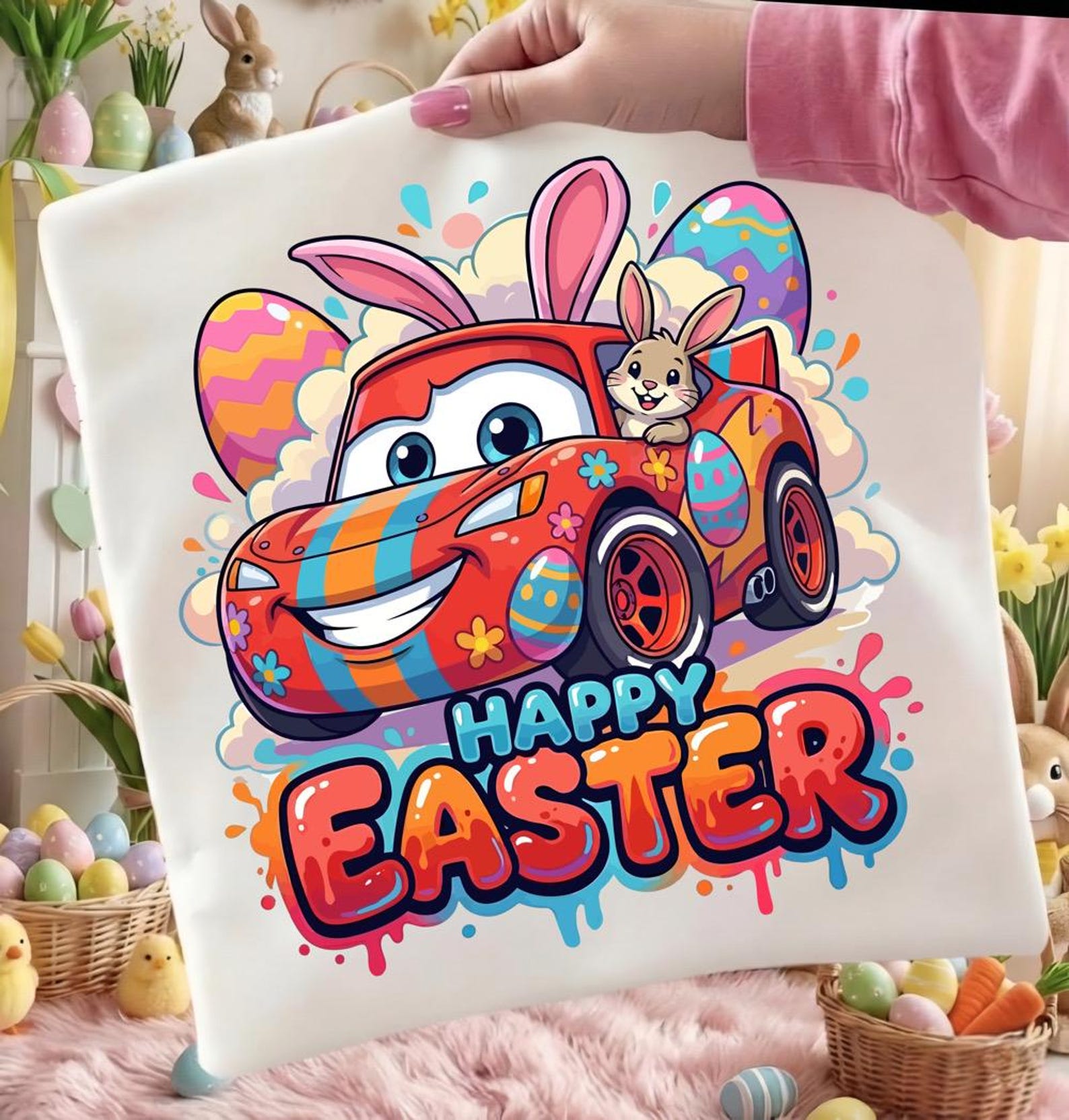 Happy Easter Lightning Mcqueen PNG | Disney Cars Easter Sublimation ...
