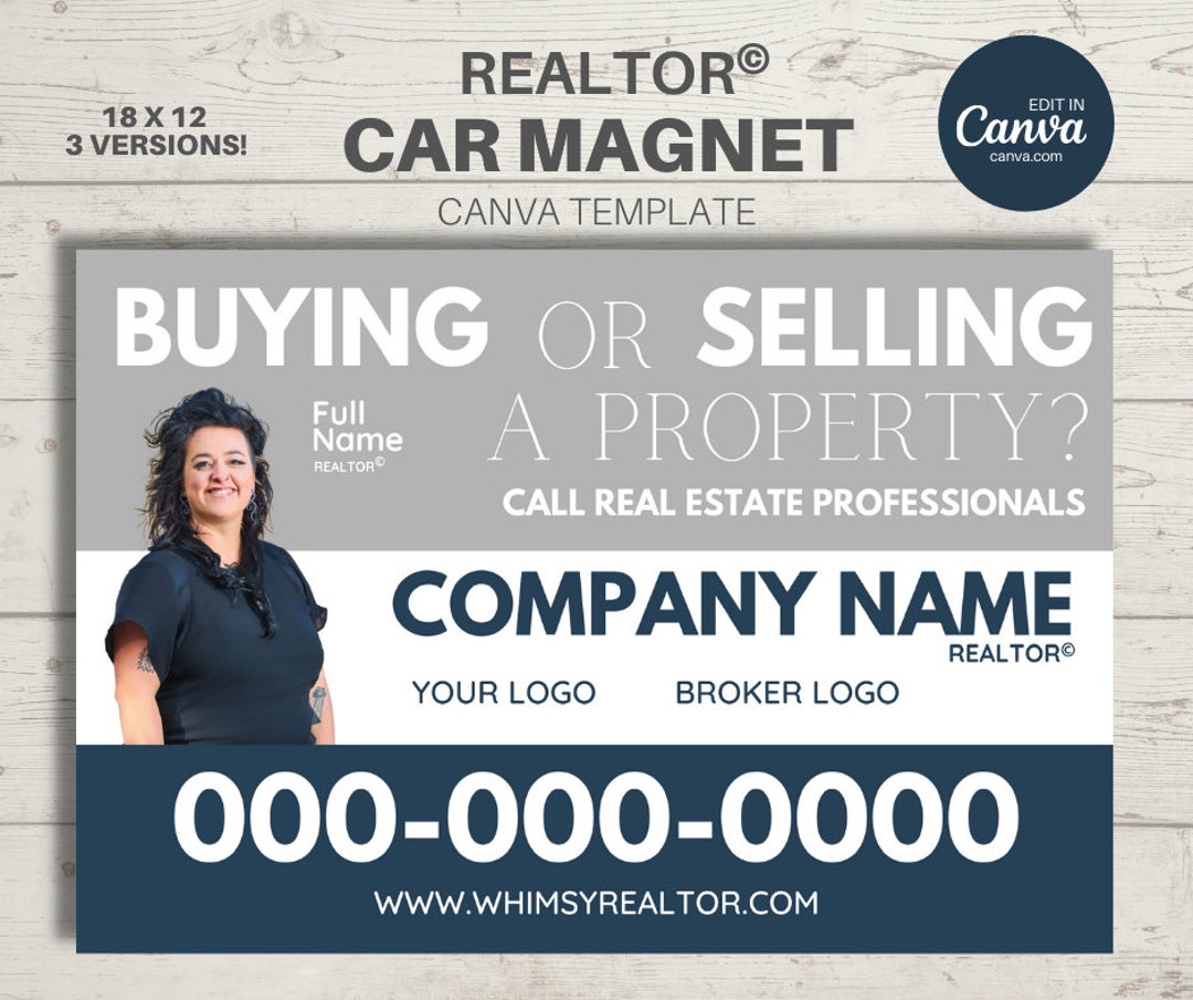 Real Estate Car Magnet Canva Template 18x12 - Etsy