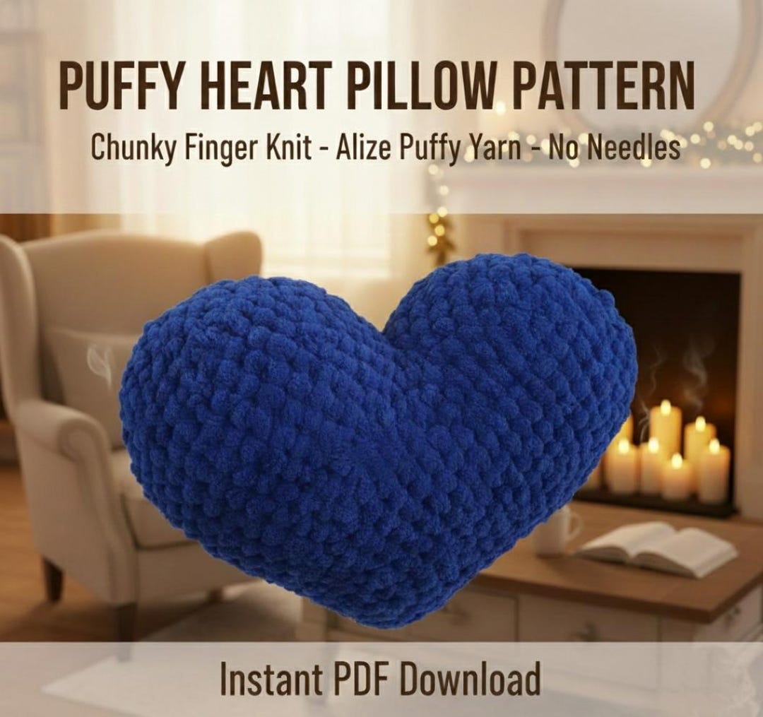 Heart Pillow Pattern PDF – Finger Knit Puffy Pillow - Etsy