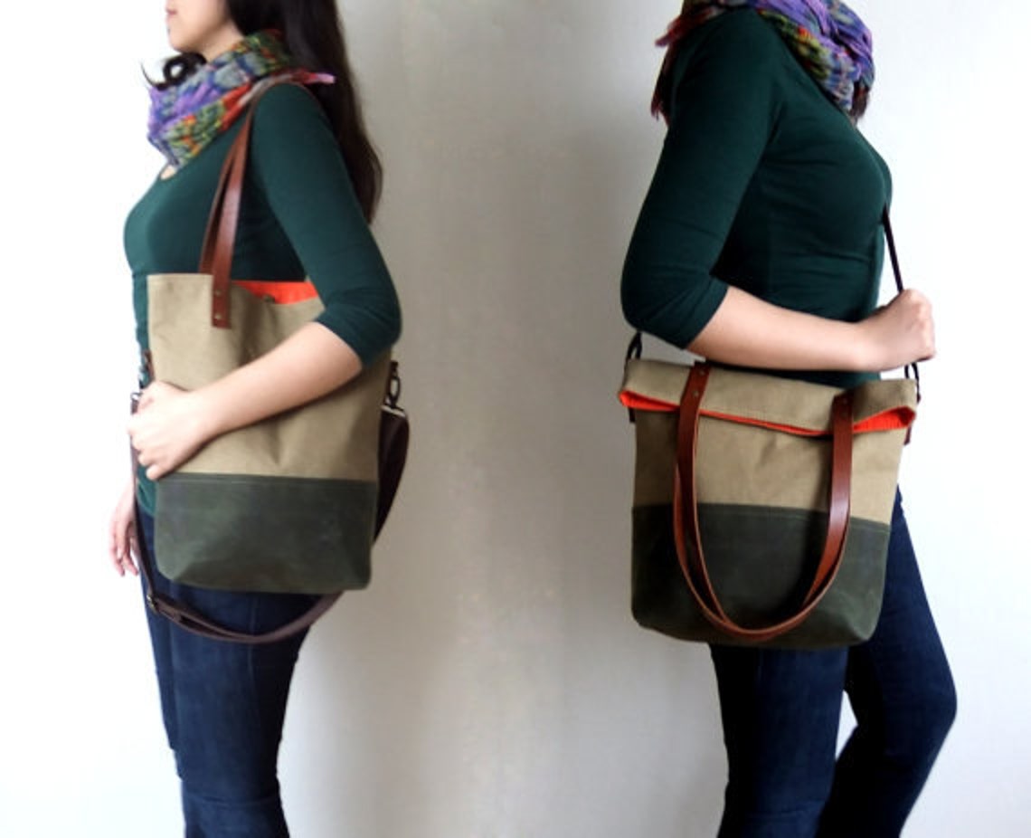 Waterproof Foldover Bag Convertible Tote Waxed Canvas Base - Etsy