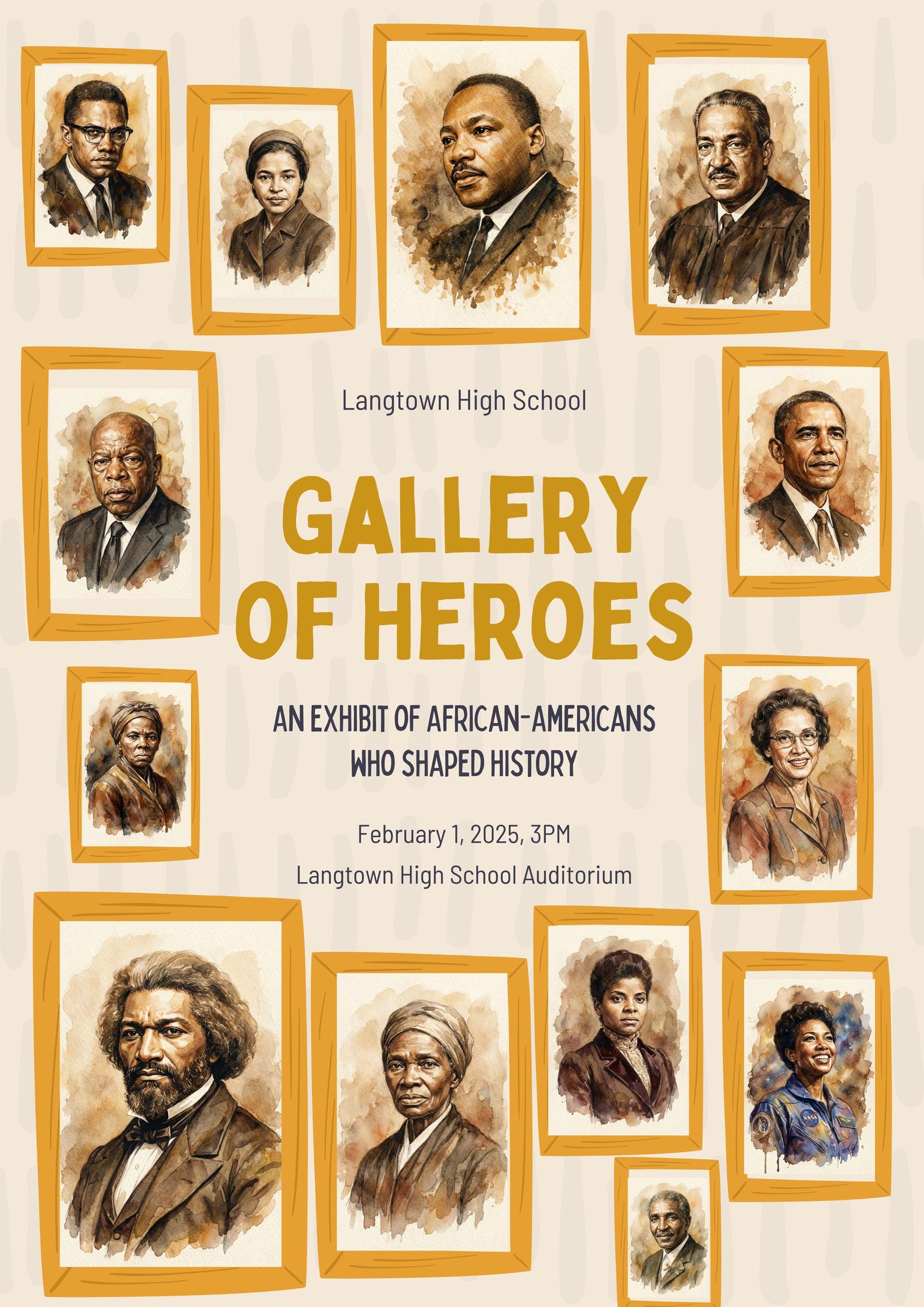 Black History Month Watercolor Clipart – 20 Iconic Heroes, Poster ...