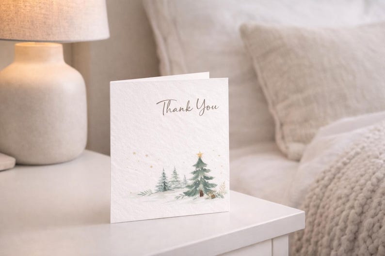 Winter Thank You Card Printable | A4 Folded Thank You Card | Minimal ...