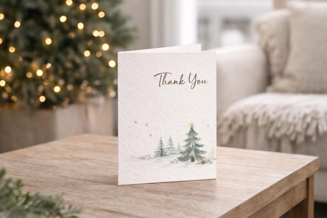 Winter Thank You Card Printable | A4 Folded Thank You Card | Minimal ...