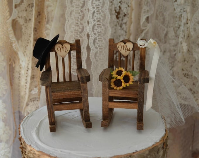 Rocking Chair Wedding Cake Topper Country Weddings Rustic Sunflowers ...