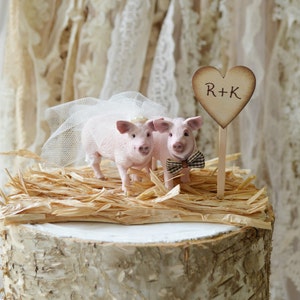 Wedding Cake Topper Pig Cake Topper Country Wedding Pig Farmer Hog ...