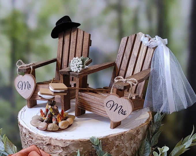 S'mores Themed Camping Wedding Cake Topper Fire Pit Mr&mrs Wedding ...