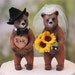 Brown Bear Grizzly Bear Fall Themed Wedding Cake Topper Sunflower ...