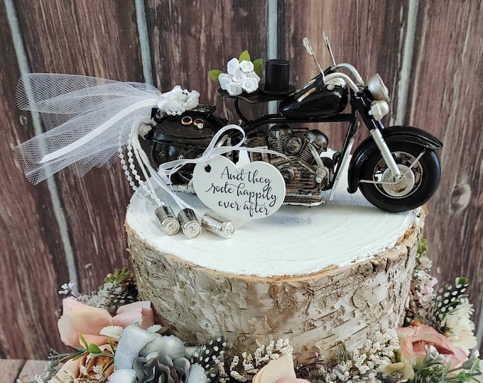 Motorcycle Wedding Cake Topper Harley Rider Motorcycle Theme Wedding ...