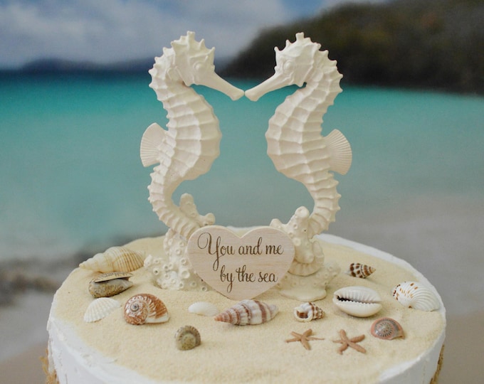 Seahorse Wedding Cake Topper Bride and Groom Beach Themed Wedding ...