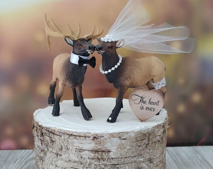Elk-elk Hunter-wedding Cake Topper-hunting Groom-camo-hunting-rustic ...
