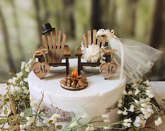 Camping Themed Wedding Cake Topper Camp Fire Smores Roasting ...