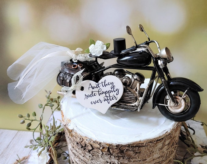 Motorcycle Wedding Cake Topper Harley Rider Motorcycle Theme Wedding ...
