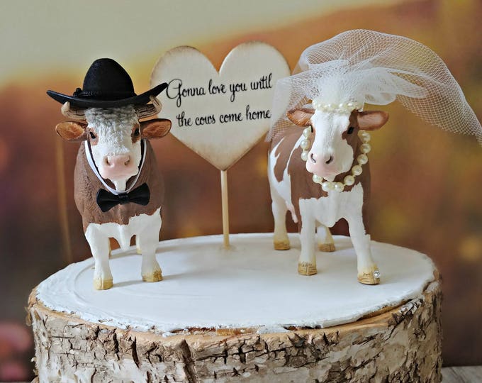 Cow Farmer Barn Wedding Cake Topper Animal Farm Wedding Country Rustic ...
