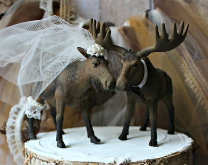 Moose Wedding Cake Topper-alaskan Moose-moose Cake Topper-rustic Cake ...