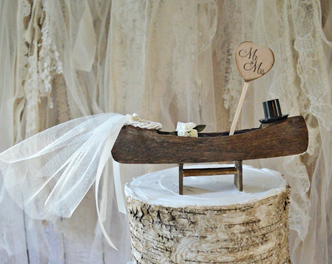 Wedding Cake Topper-canoe-boat-row Boat-ivory-rustic-woodland-mr and ...