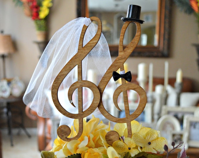 Music Note Wedding Cake Topper Singer Musician Treble Clef Cake Topper ...