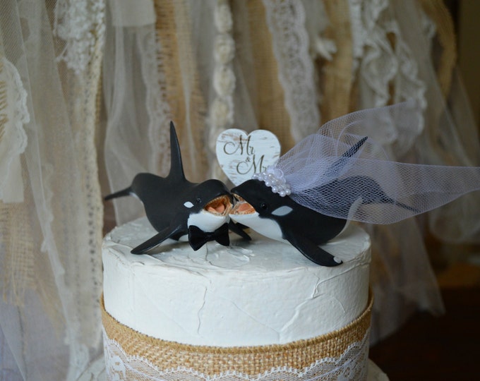 Orca Killer Whale Sea World Themed Wedding Cake Topper Beach Aquarium ...