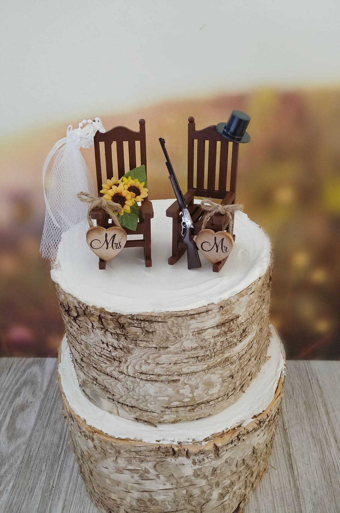 Miniature Sunflower Rocking Chair Wedding Cake Topper Shotgun Rifle ...