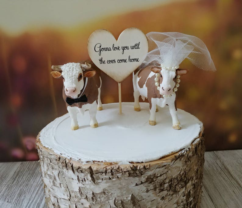 Cow Farmer Barn Wedding Cake Topper Animal Farm Wedding Country Rustic ...