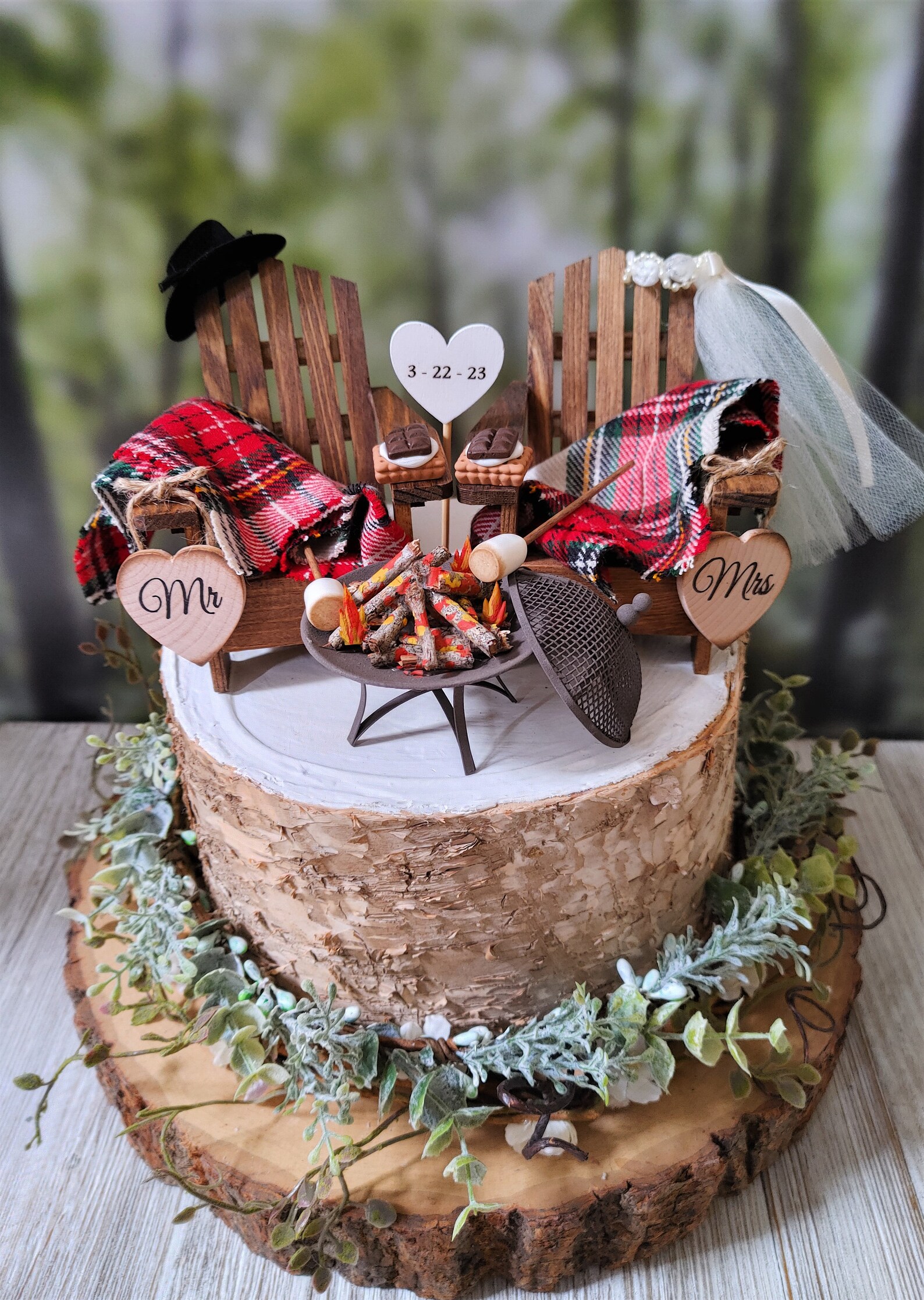 Camping Theme Blanket Themed Wedding Cake Topper S'mores Adirondack ...