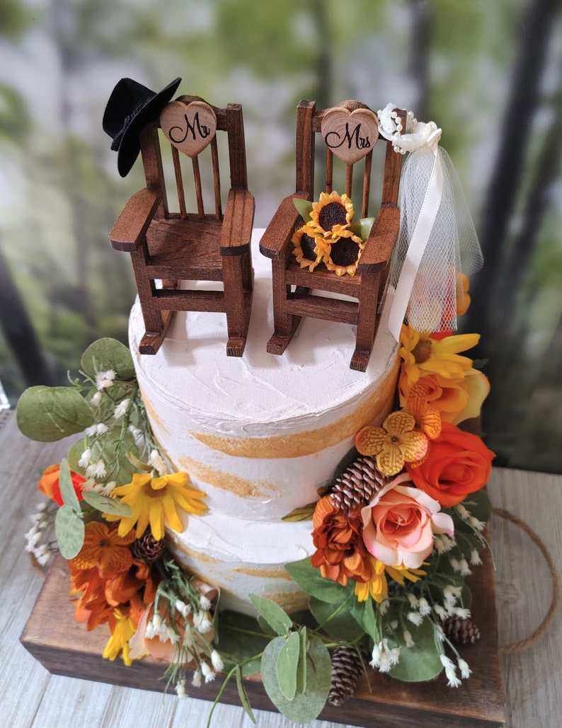 Sunflower Rocking Chair Cake Topper Fall Wedding Country Bride - Etsy