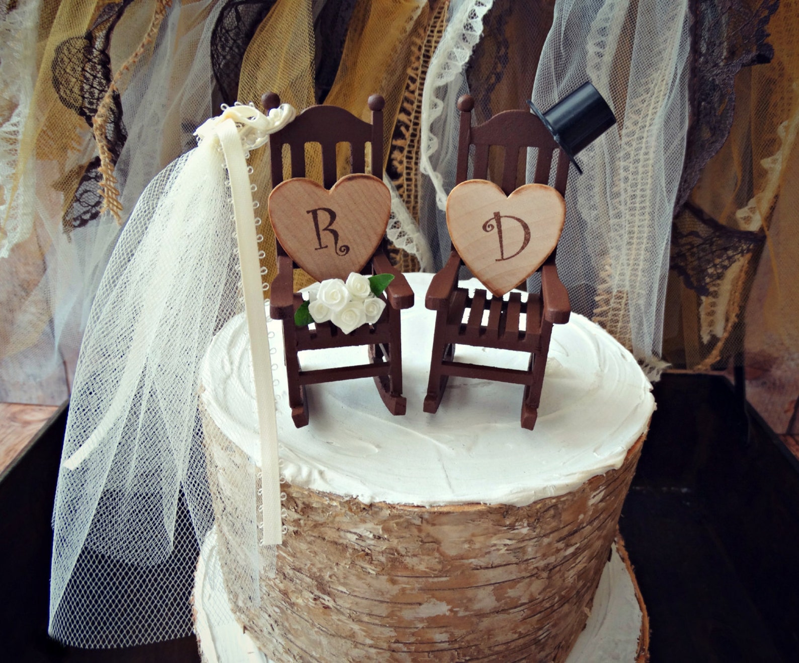 Chair-western-rocking Chair-country-wedding-cake Topper-rustic ...