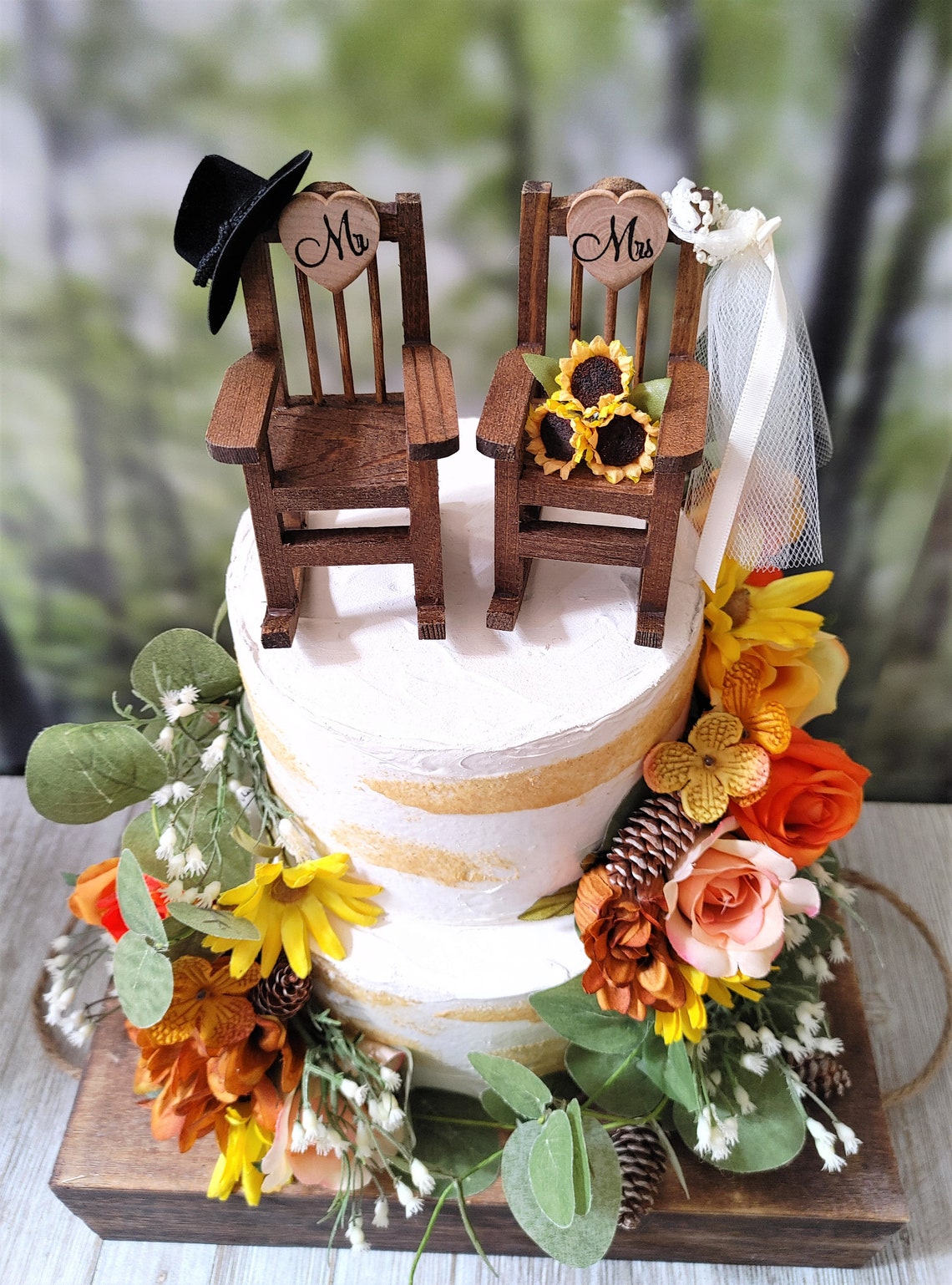 Sunflower Rocking Chair Cake Topper Fall Wedding Country Bride - Etsy