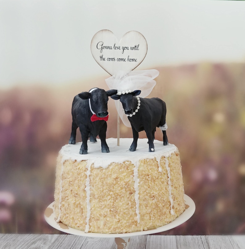 Angus Cow Cattle Bull Wedding Cake Topper Farmer Rancher Black Angus ...