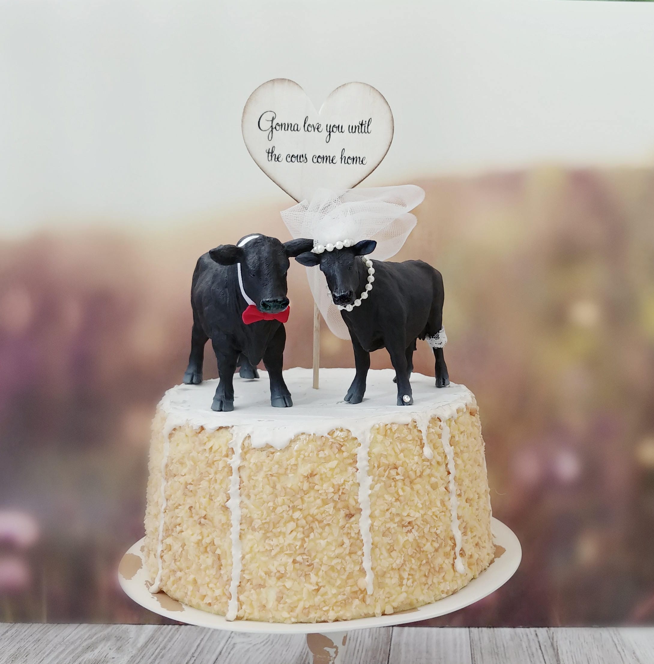 Angus Cow Cattle Bull Wedding Cake Topper Farmer Rancher Black Angus ...