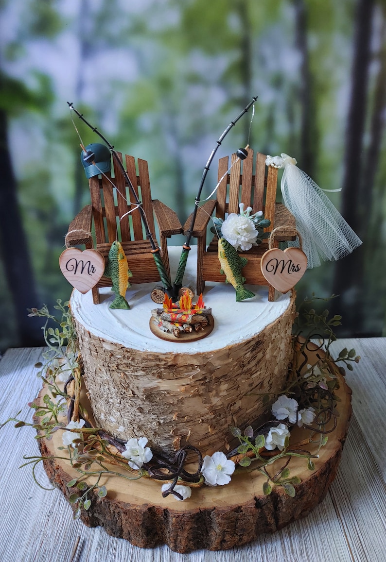Fishing Theme Wedding Cake Topper Camping Fishing Pole Cake - Etsy