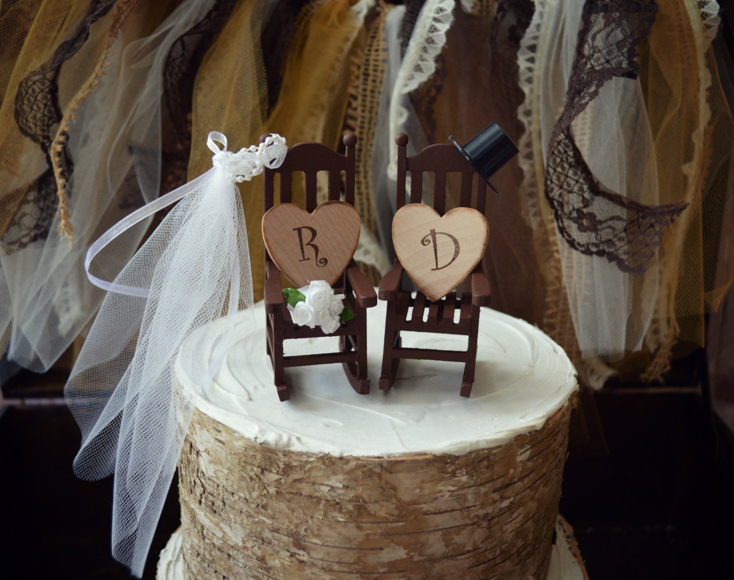 Chair-western-rocking Chair-country-wedding-cake Topper-rustic ...