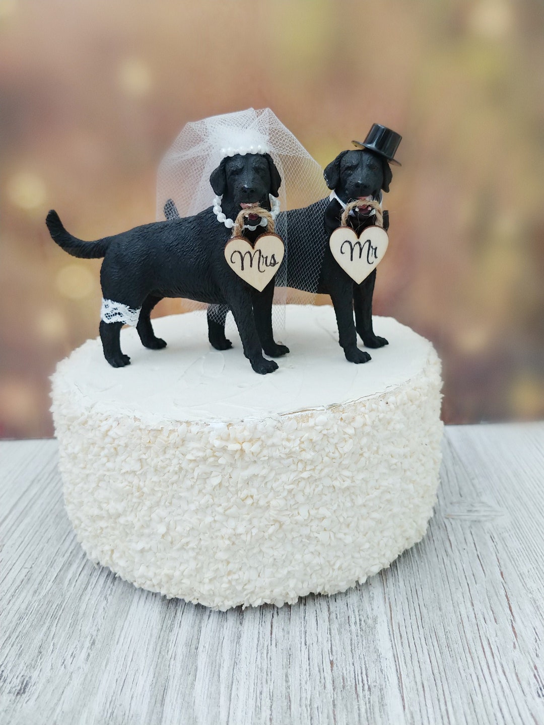 Black Labrador Retriever Wedding Cake Topper Animal Bride and Groom ...