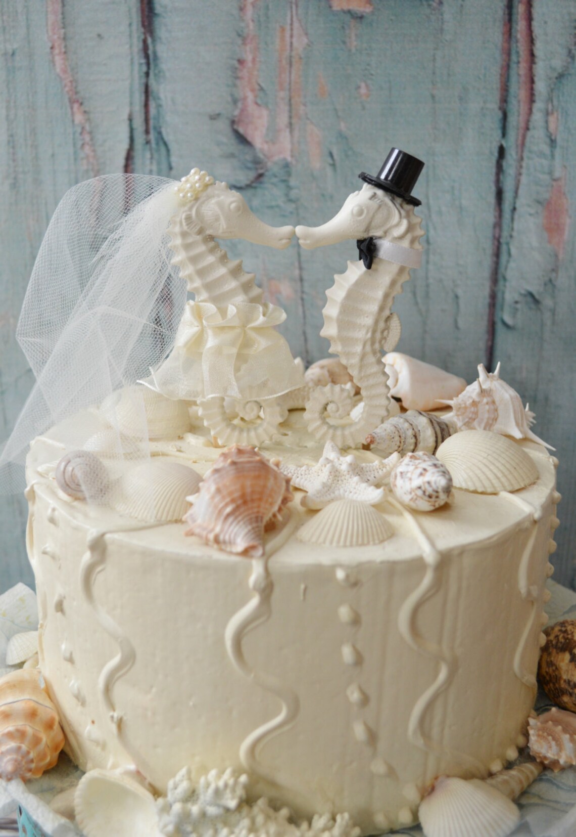Seahorse Wedding Cake Topper-ivory Seahorse-beach Wedding-beach Theme ...