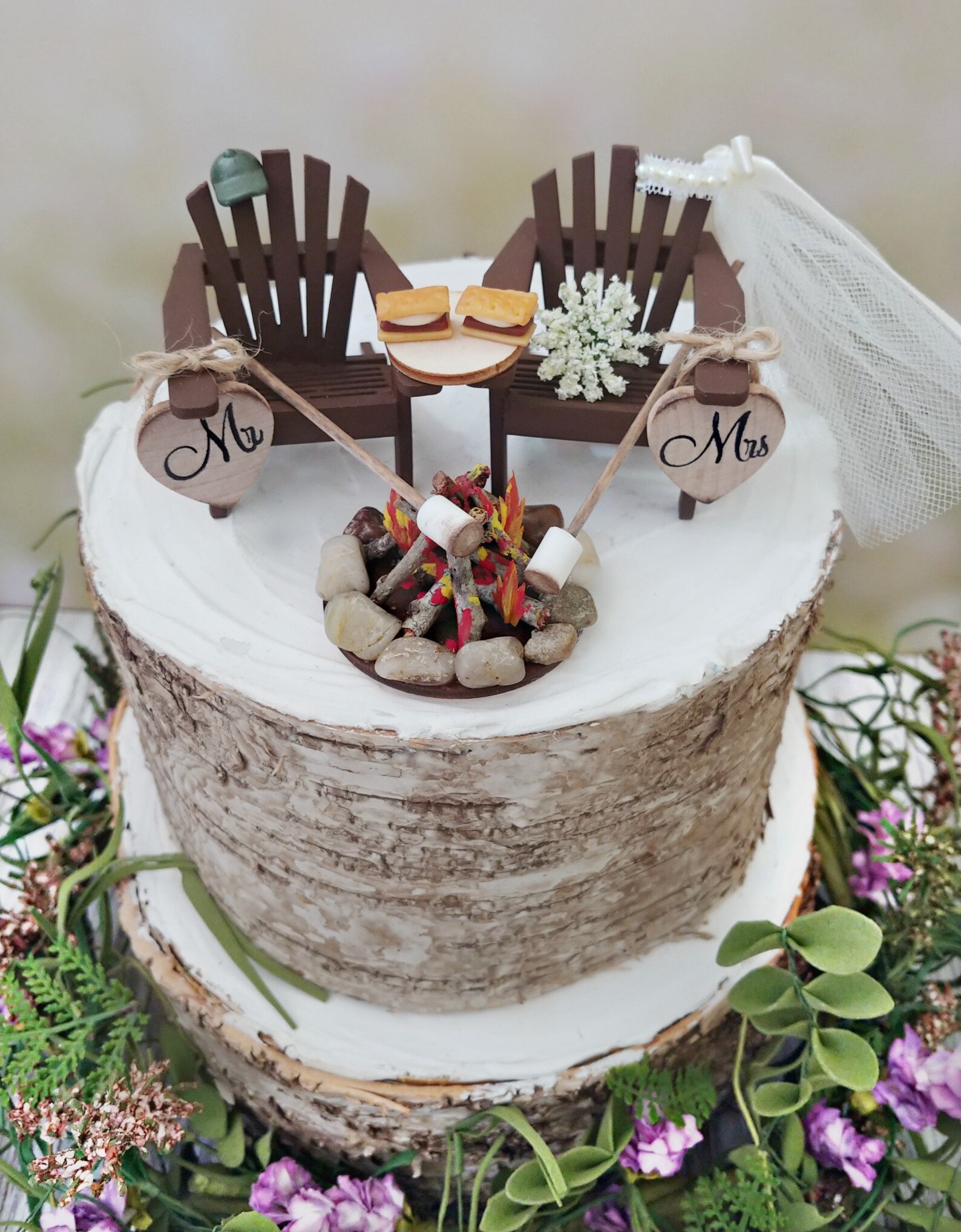 S'mores Themed Wedding Cake Topper for 5 or 6 Inch Small - Etsy