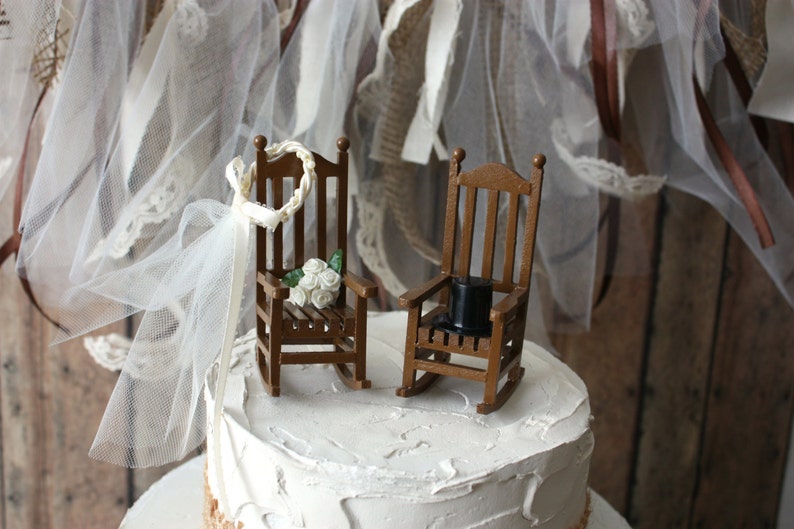 Rocking chair-cake topper-rustic-shabby-woodlands-Mr.and | Etsy