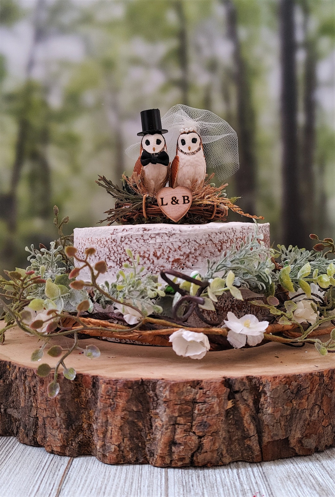 Owl-wedding-cake Topper-bride-groom-rustic-woodland-animal-bird-custom ...